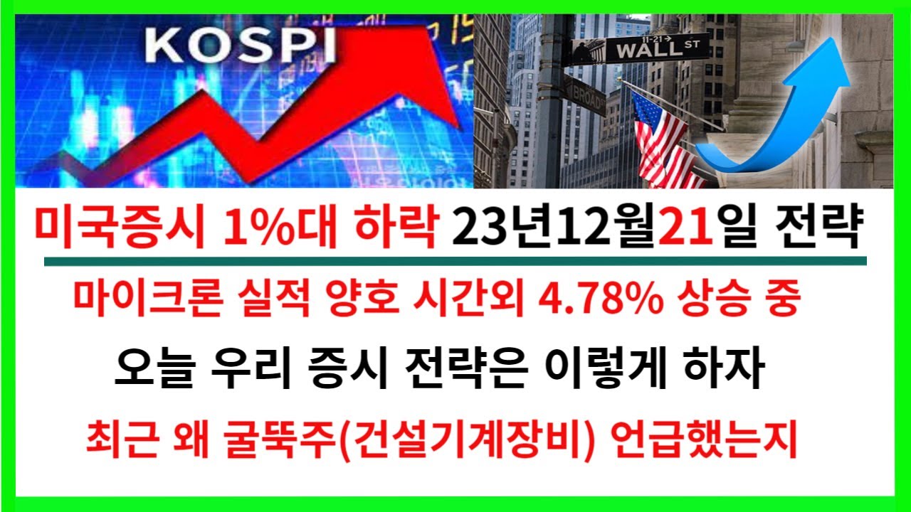 미국 증시 막판 급락 이유 우리 증시 전략은 이렇게 마이크론테크놀로지 실적발표 후 시간외 급등 기아 두산밥켓 전략은 오늘 주
