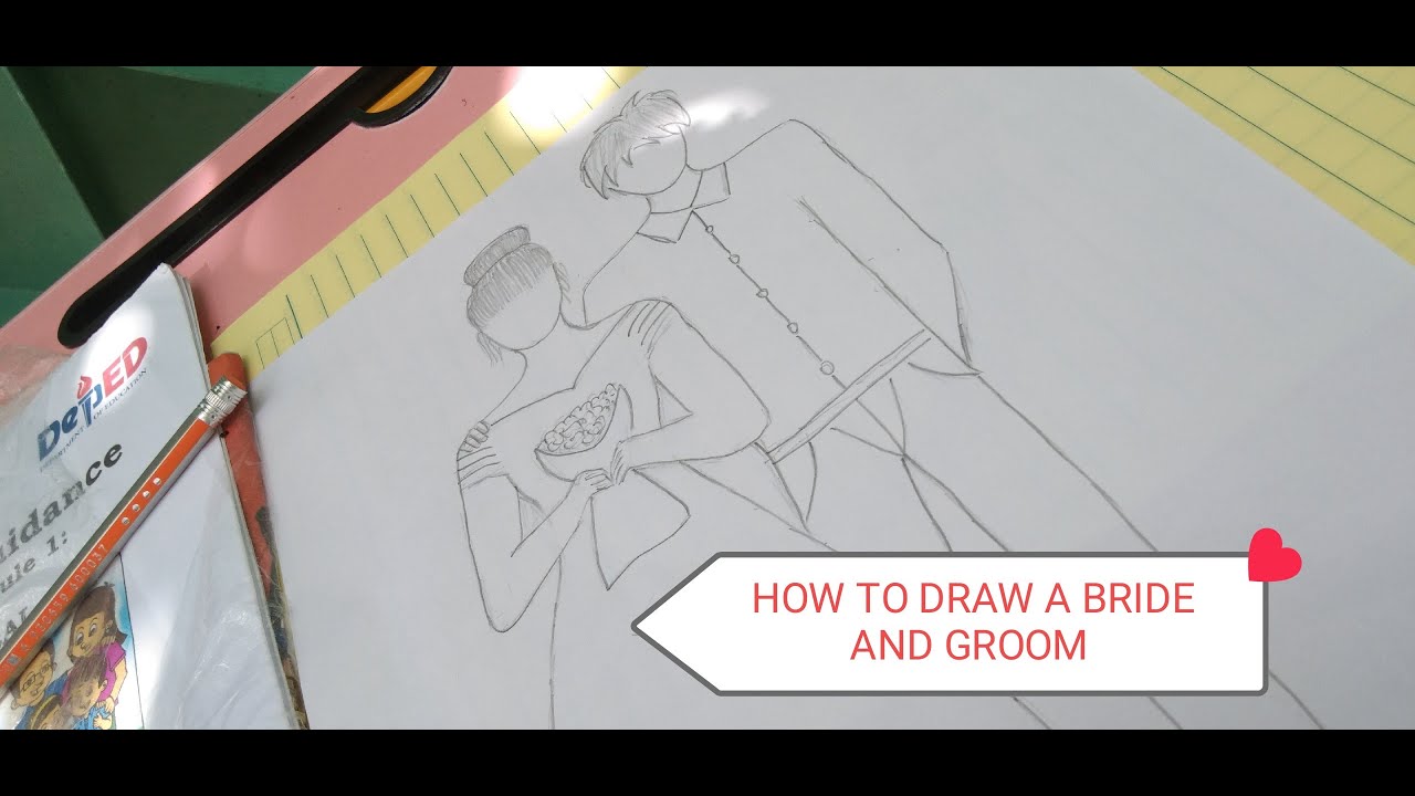 How to draw a bride and groom together - YouTube