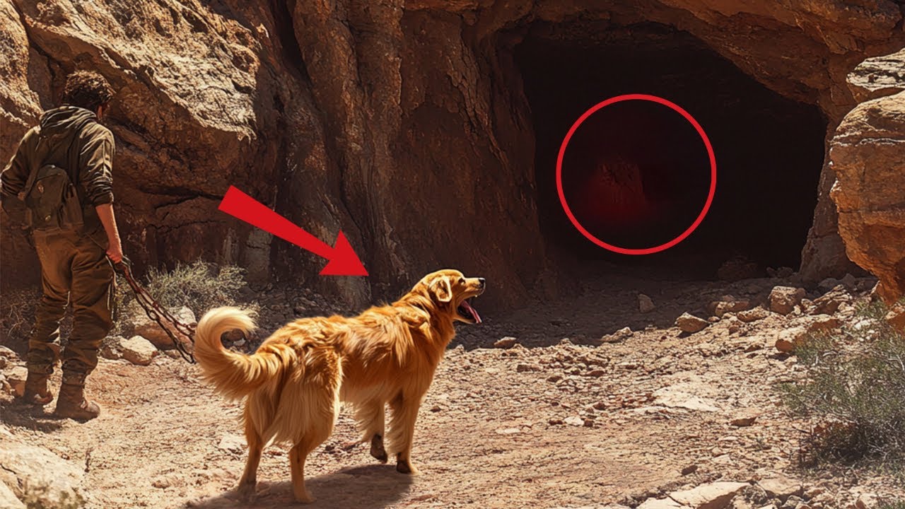 A dog barked continuously into a cave until its owner entered and was ...