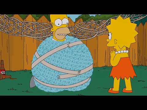 The Simpsons- Lisa wrap Homer in bubble wrap to protect him - YouTube