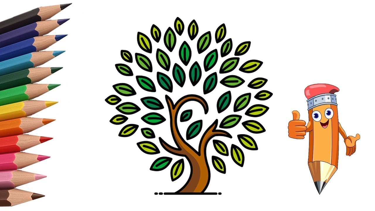 How to draw a beautiful tree - YouTube