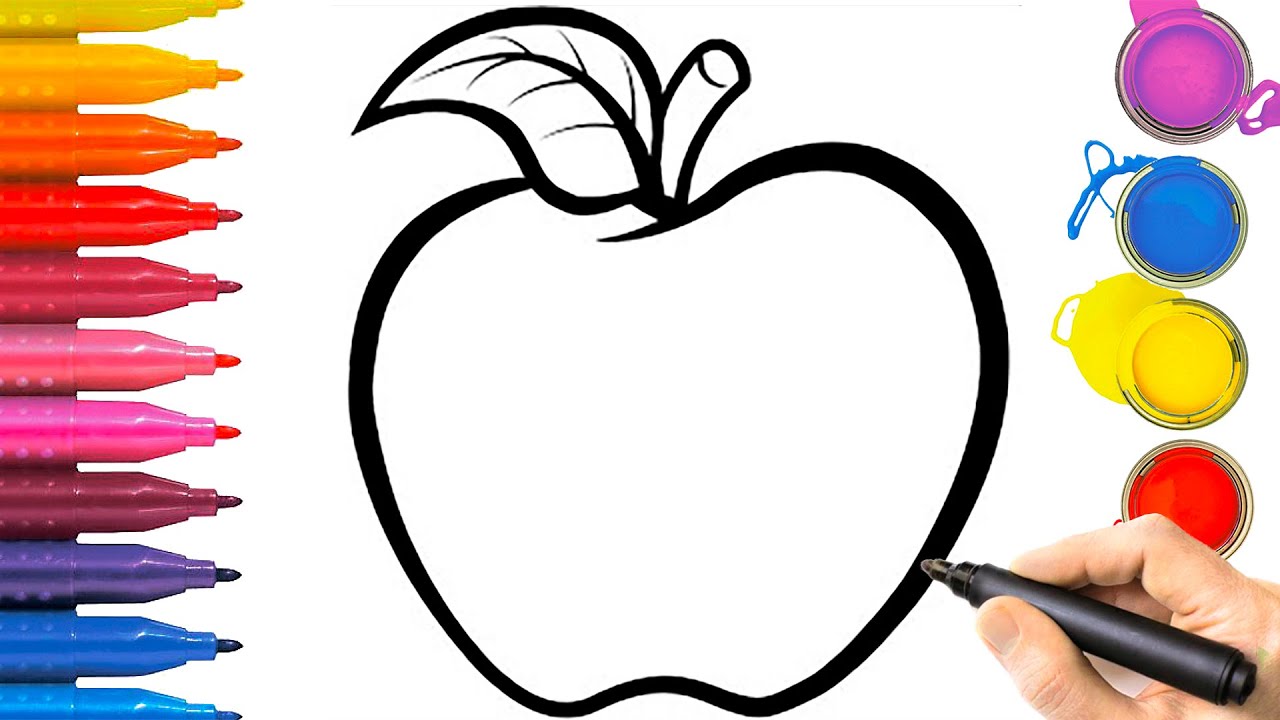 Bolalar Uchun olma rasm chizish | Drawing Apple for children and kids ...