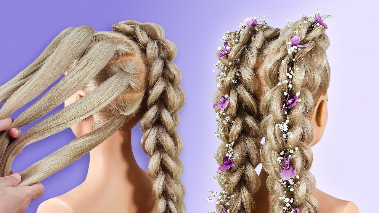 No-Braid 3D Pull-Through Braid 💫 Easy & Voluminous Hair Tutorial (Just Elastics!) - YouTube