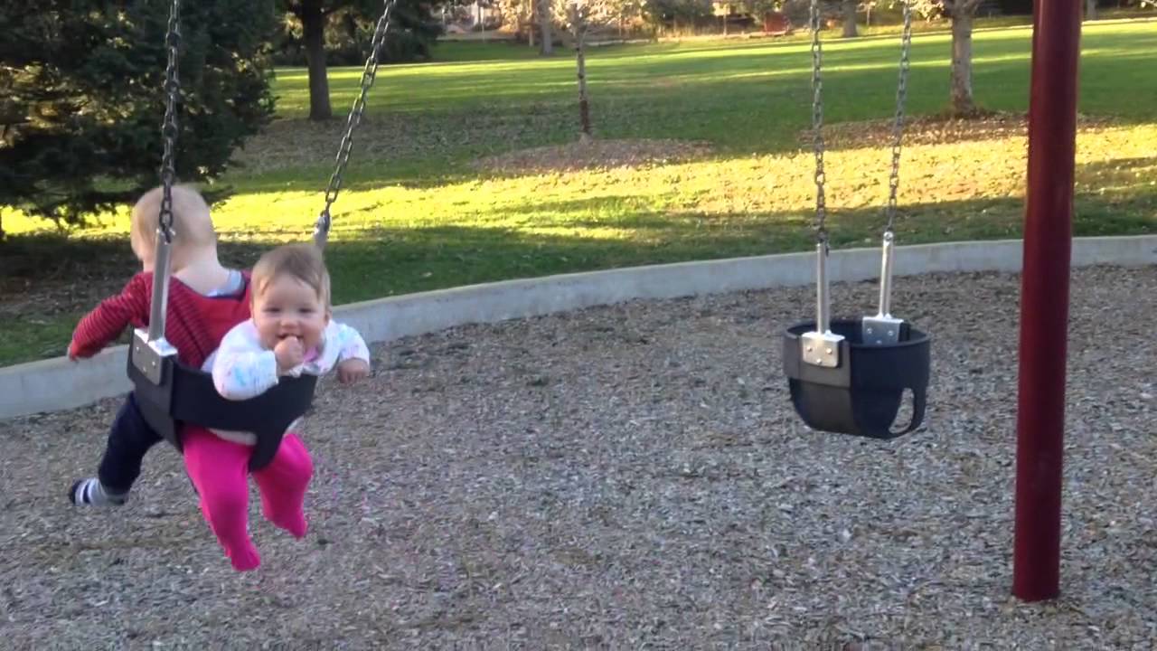 Twins in a swing for the first time! 6 months old - YouTube