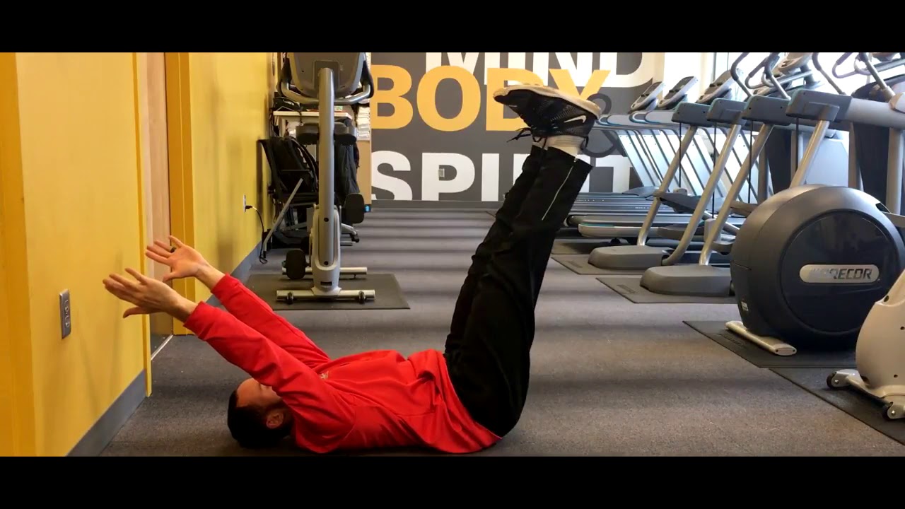 Leg Lowering with Arms Overhead Hold - YouTube