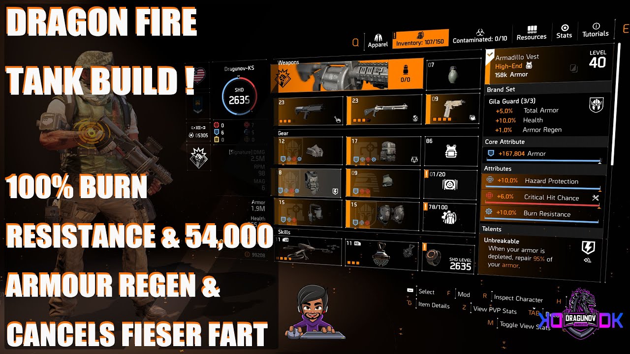 Division 2 - Dragon Fire Tank Build! - YouTube
