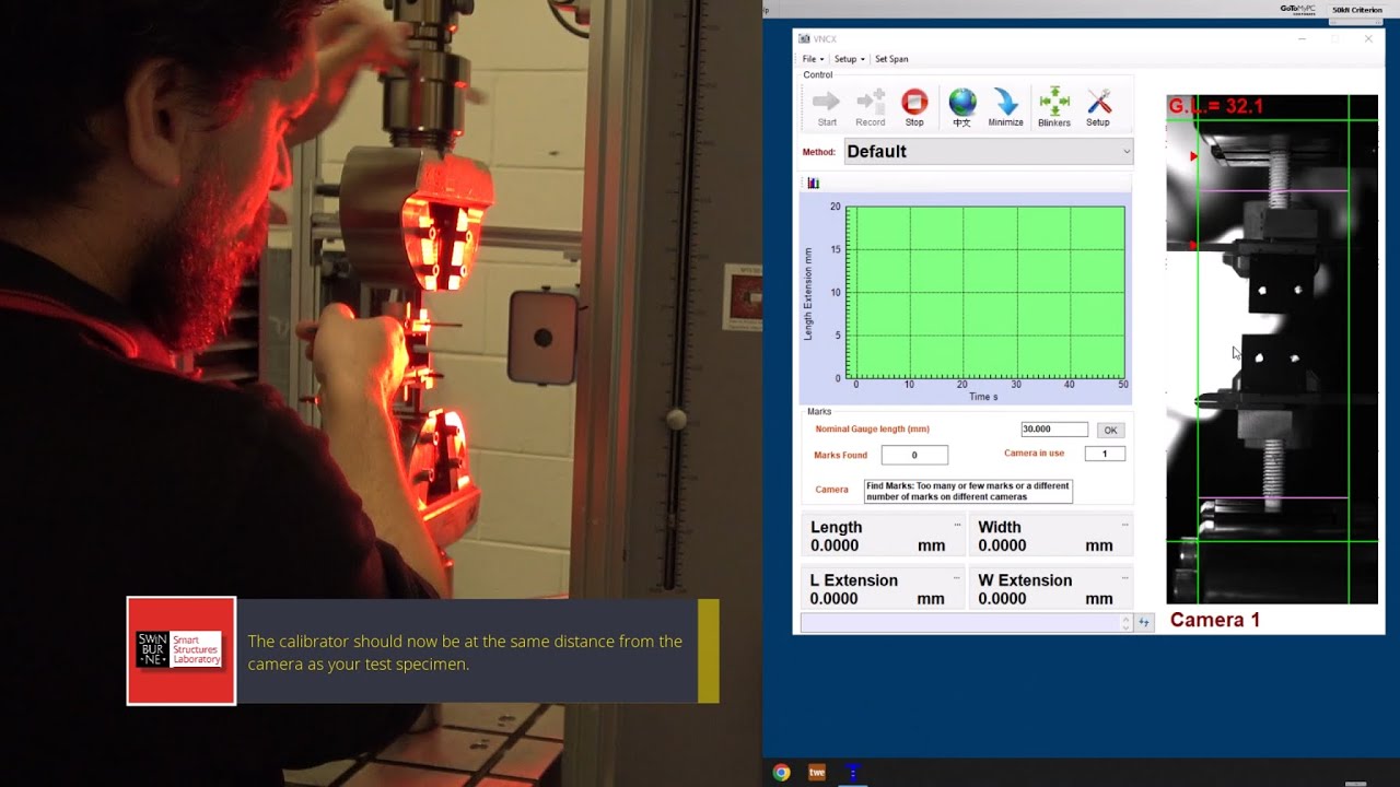 VNCX Video Extensometer - span adjustment and basic setup - YouTube