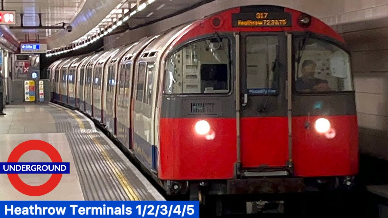 London Underground Piccadilly line Trains at Heathrow Terminals 1/2/3/4 ...