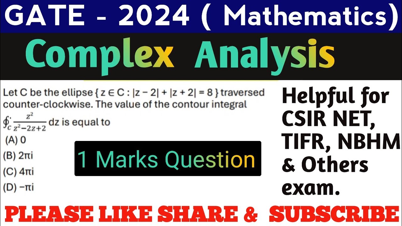 GATE 2024 Paper solution - Complex Analysis | Cauchy integral Formula ...