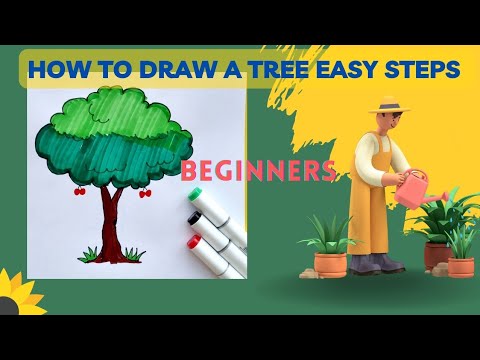 How To Draw A Tree||Step By Step Tree Drawing Easy||How to draw a Tree ...