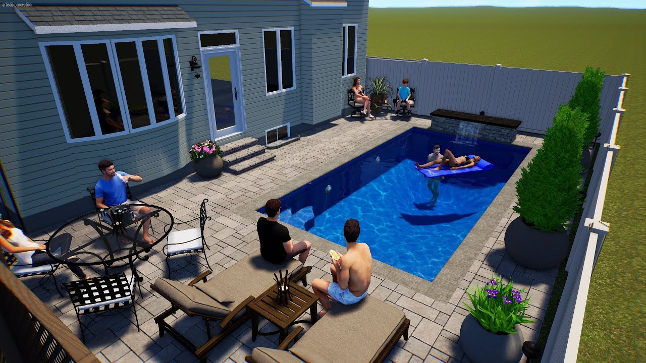 12 x 24 Inground Pool Design with Waterfall by Rideau Pools Ottawa ...