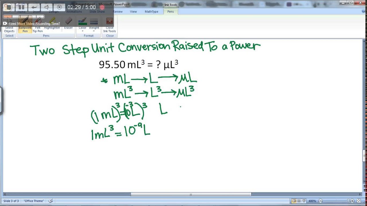 Multi Step Conversion Units Raised to a Power - YouTube