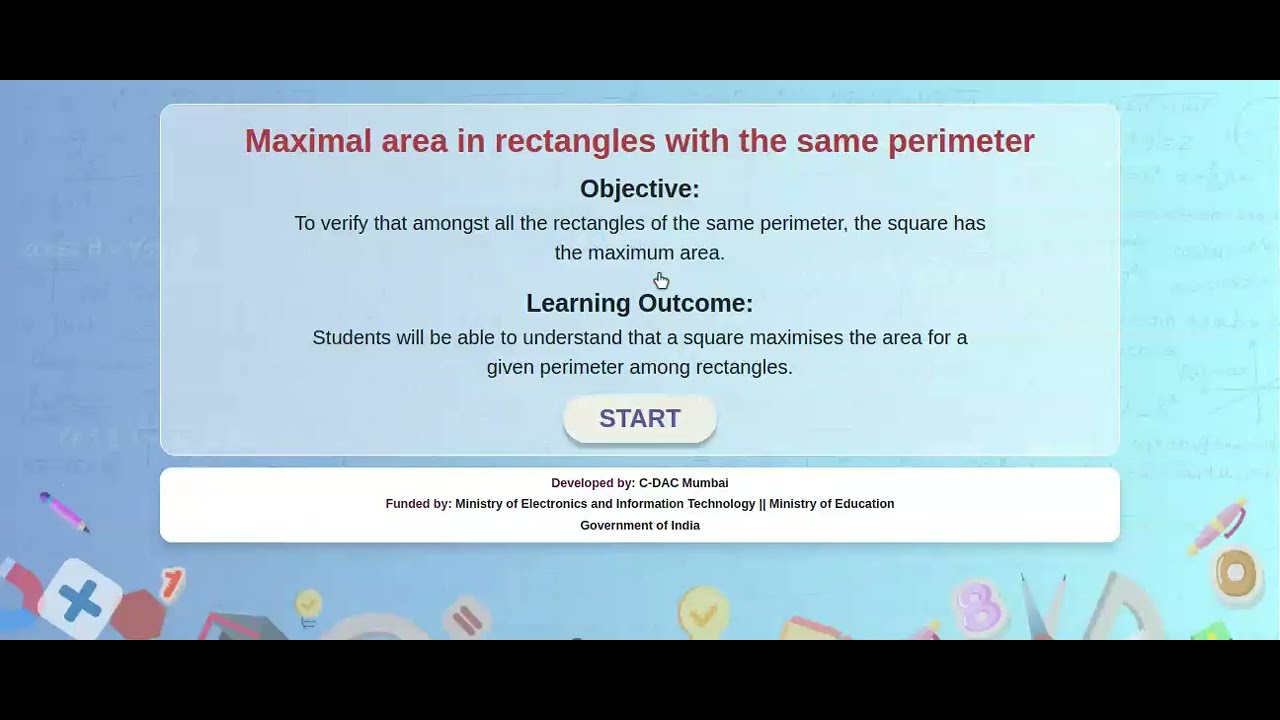 Maximal area in rectangles with the same perimeter - YouTube