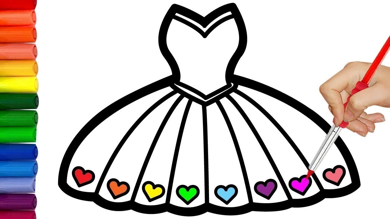 How To Draw A Cute Princess Dress Drawing, Painting, Coloring For kids ...