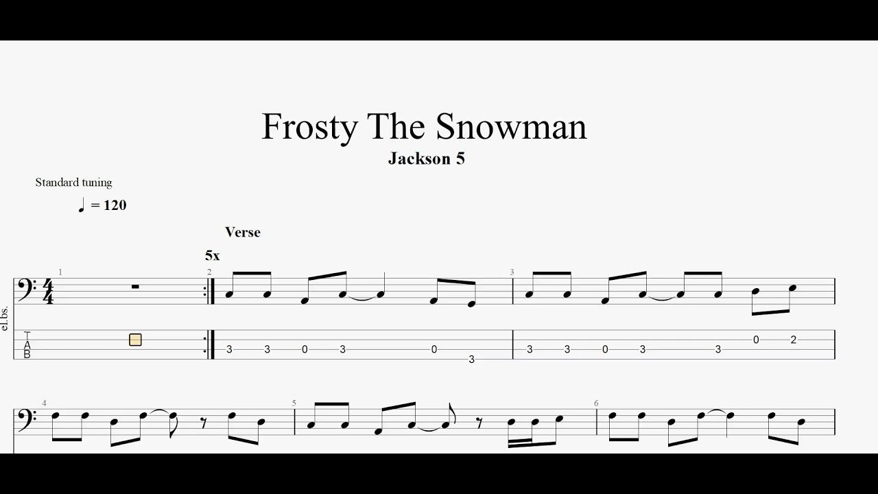 The Jackson 5 - Frosty The Snowman (bass tab) - YouTube