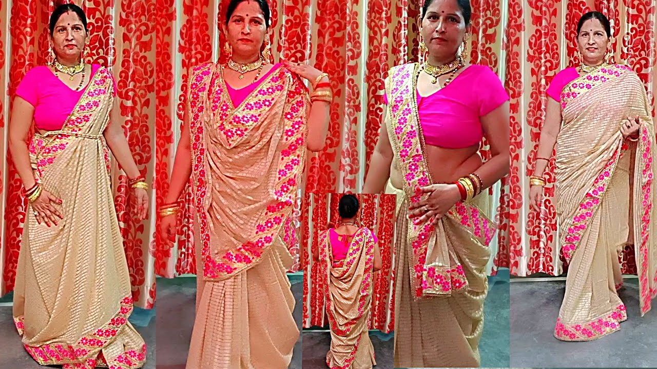 different pallu tack easy and best way | low waist saree draping| Full ...
