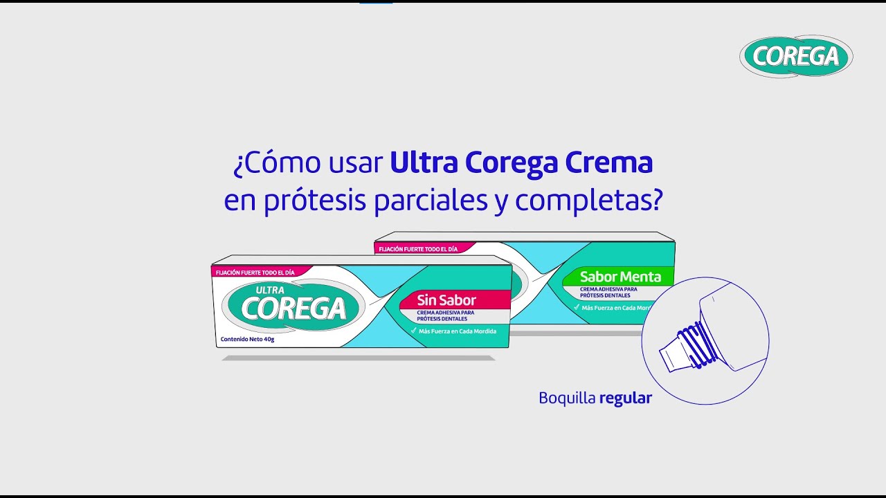 Modo de uso Adhesivo Ultra Corega Crema - YouTube