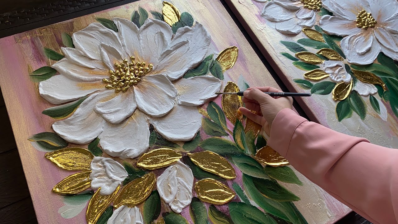 "Creating 3D Flowers: The Technique of Texture Paste and Gold" - YouTube