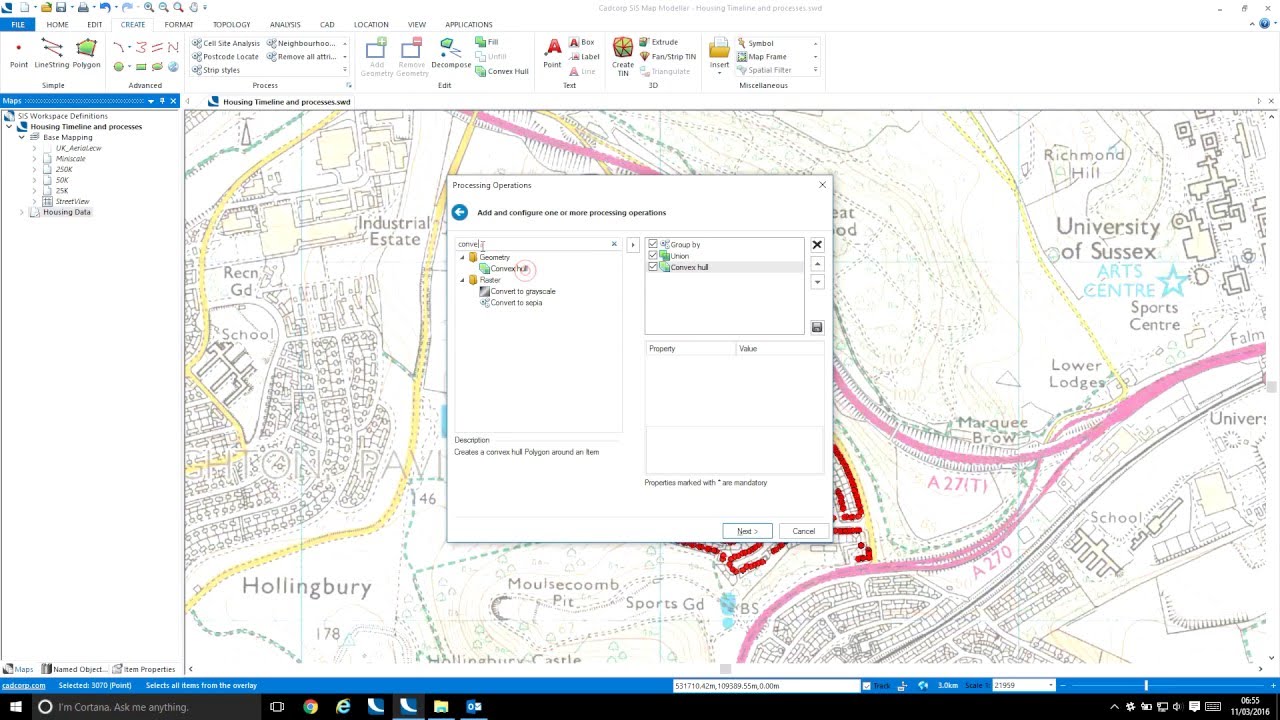 Creating neighbourhood areas using processing operations in Cadcorp SIS ...