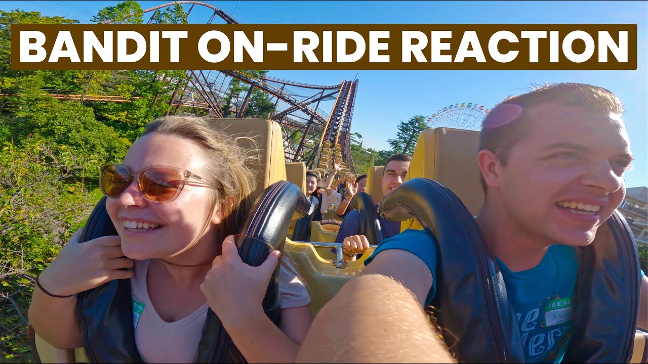 This Japanese Roller Coaster is MASSIVE! Front Row Reaction to Bandit ...