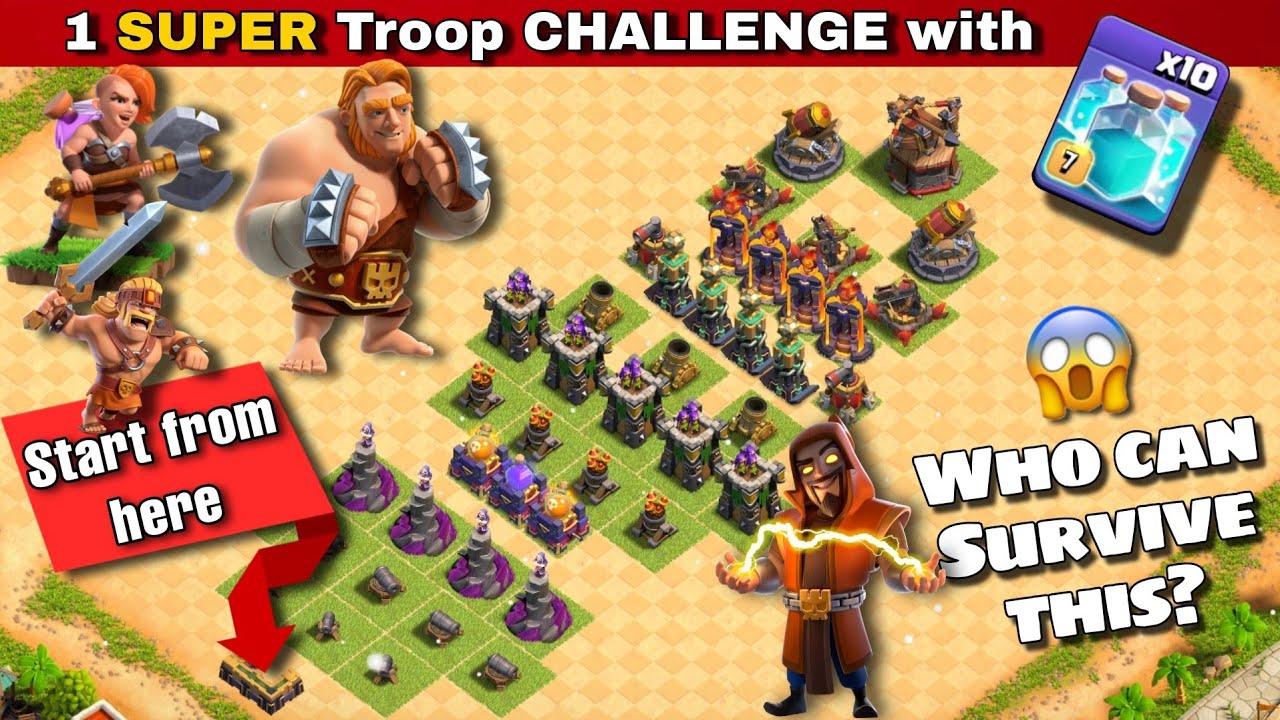10 Clone spells + 1 SUPER Troop CHALLENGE || Clash Of Clan - YouTube