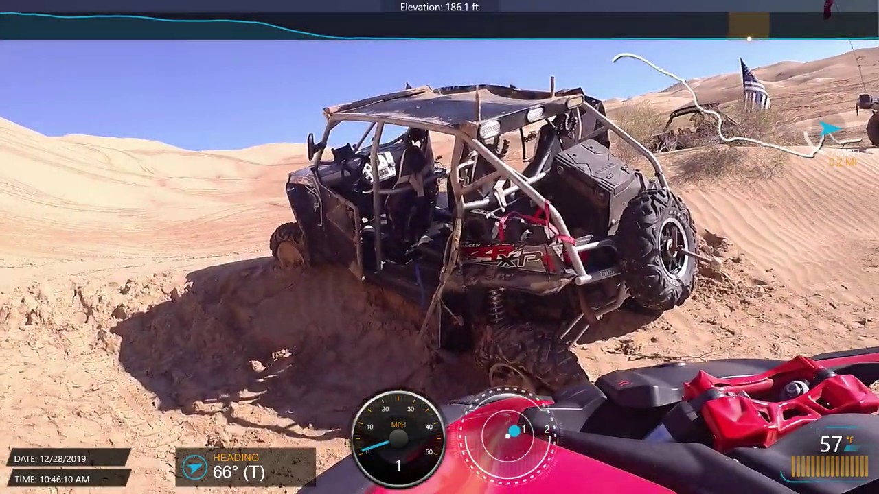 Crashed RZR at "The Wall" in Glamis - YouTube