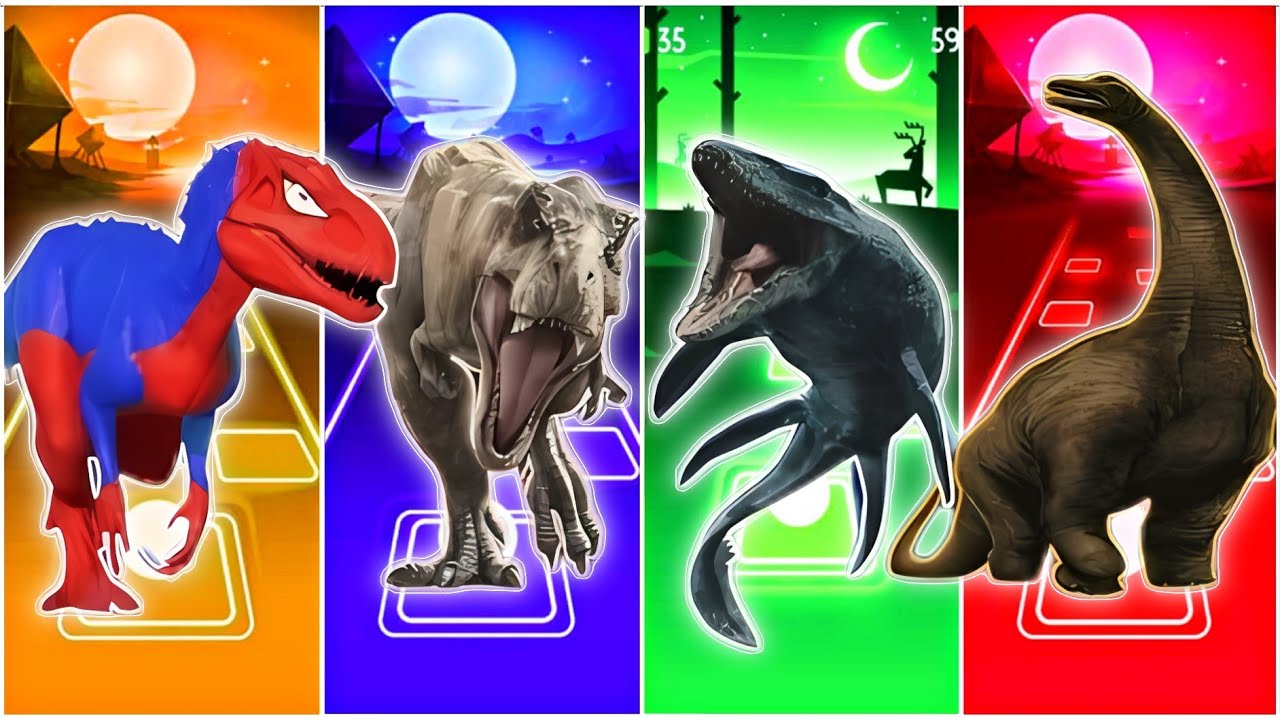 JurassicWorld T-rex🆚Brontosaurus🆚Tyrannosaurus🆚Mosasaurus Coffin Dance ...