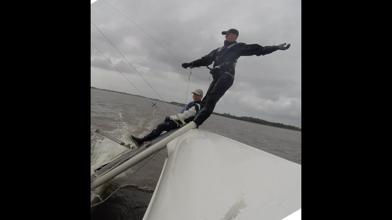 Sailing on one hull and making jibes with the Prindle 18 catamaran ...