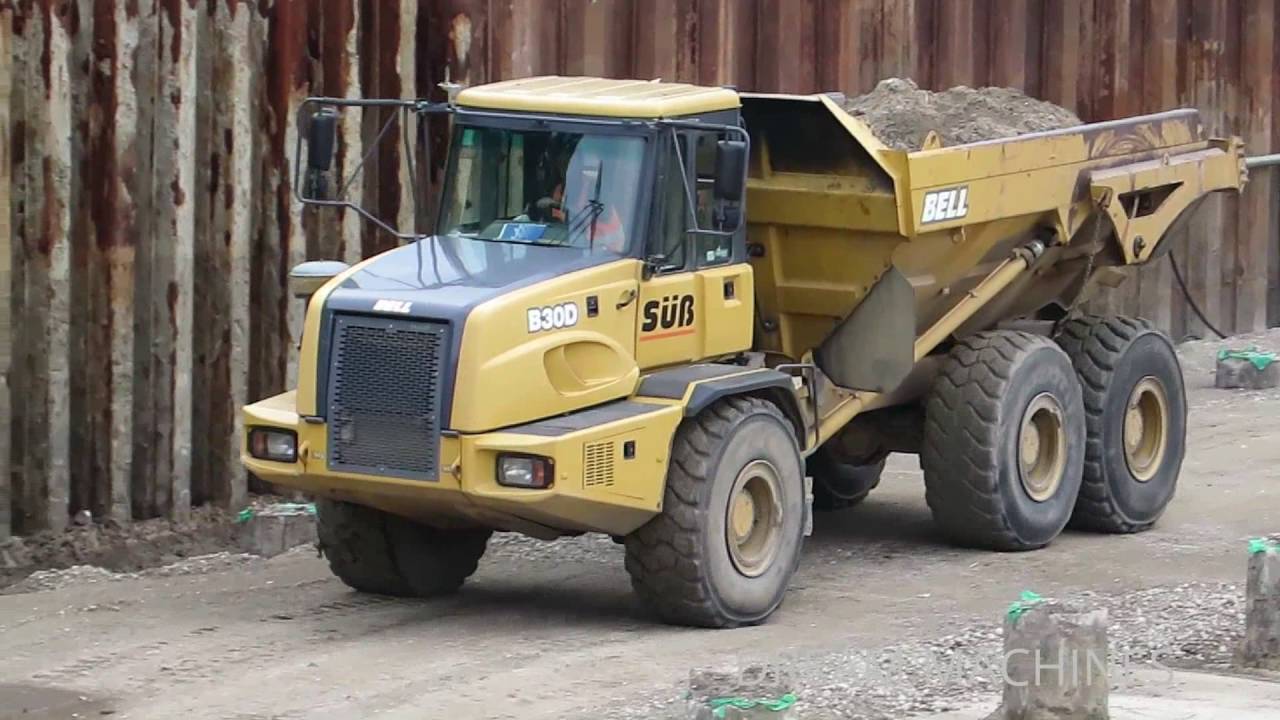 BELL DUMPER B30D / CATERPILLAR 324E / CATERPILLAR 308D - YouTube