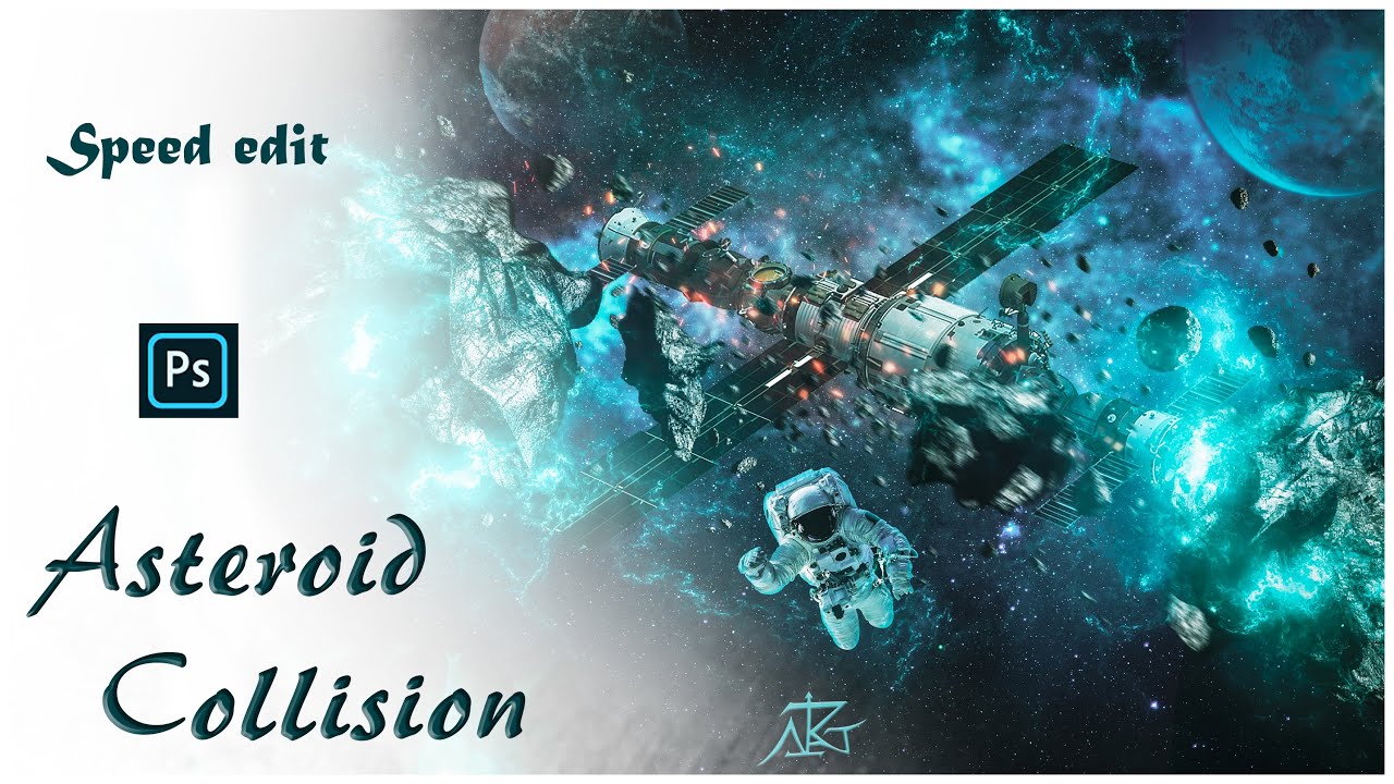Satellite collision | Mission Asteroid | Outer Space Photoshop tutorial ...