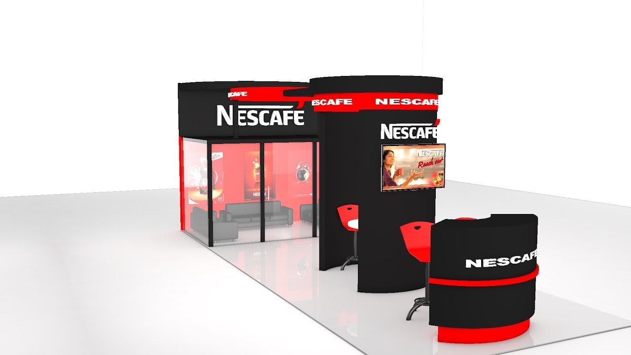 Exhibition Stall Nescafe Modeling in C4D - YouTube