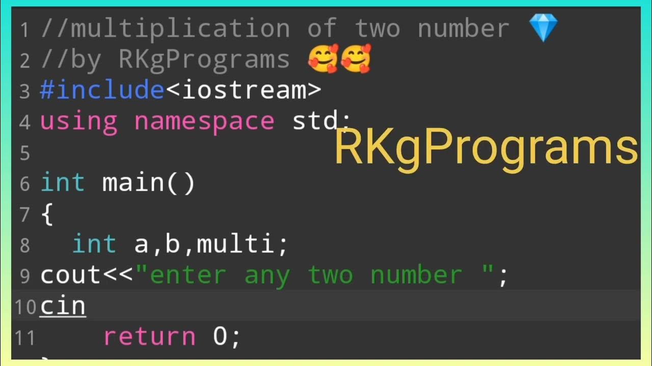 Multiplication of two number in c++ programming 💖 #RKgPrograms - YouTube