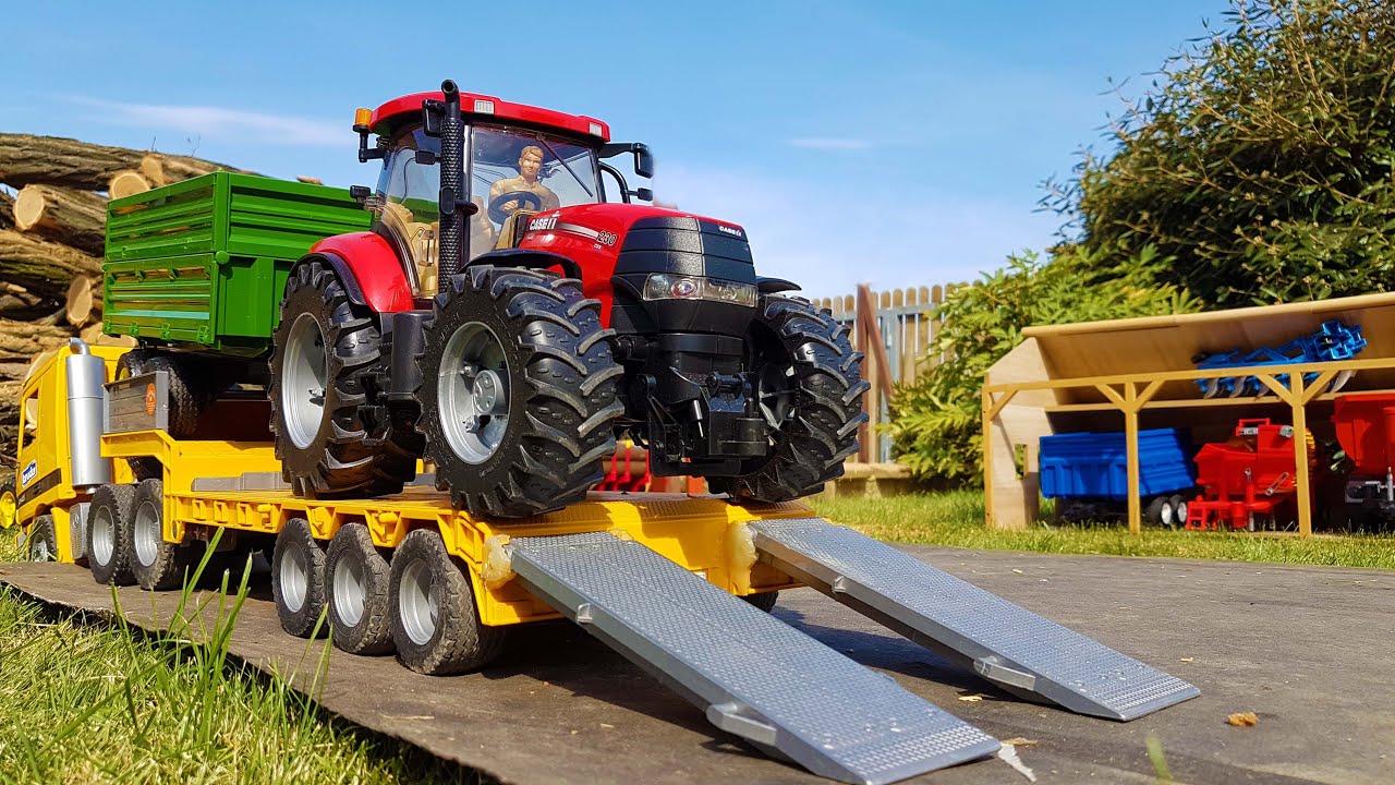 BRUDER RC tractors FARM sawdust transport - YouTube