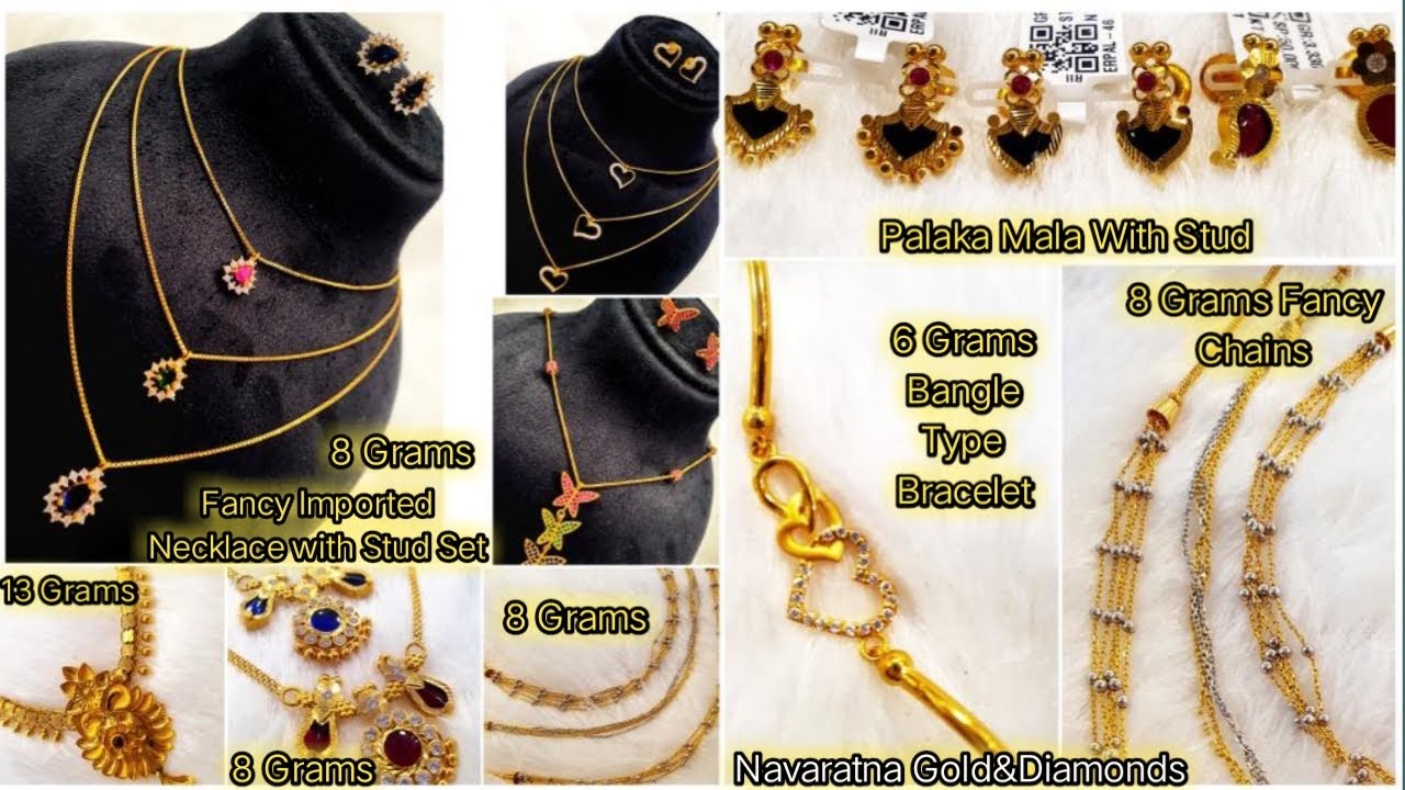 Imported Necklace set at 8 Grams/Palaka Mala With Stud 8 Grams/Unique Fancy Chains 8Grams /916 ...