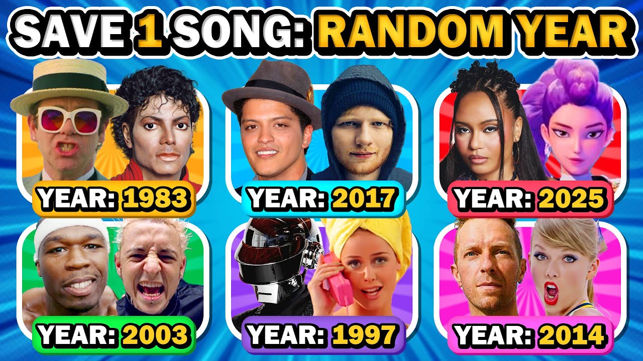 Save One Song 🎶 RANDOM YEAR (6 Songs Challenge) | Music Quiz 2025 - YouTube
