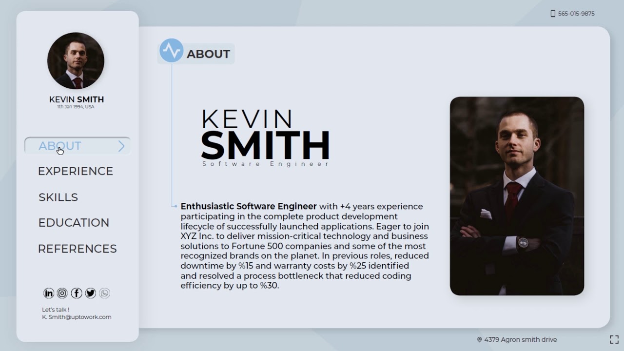 (Kevin) Interactive Resume Template - YouTube