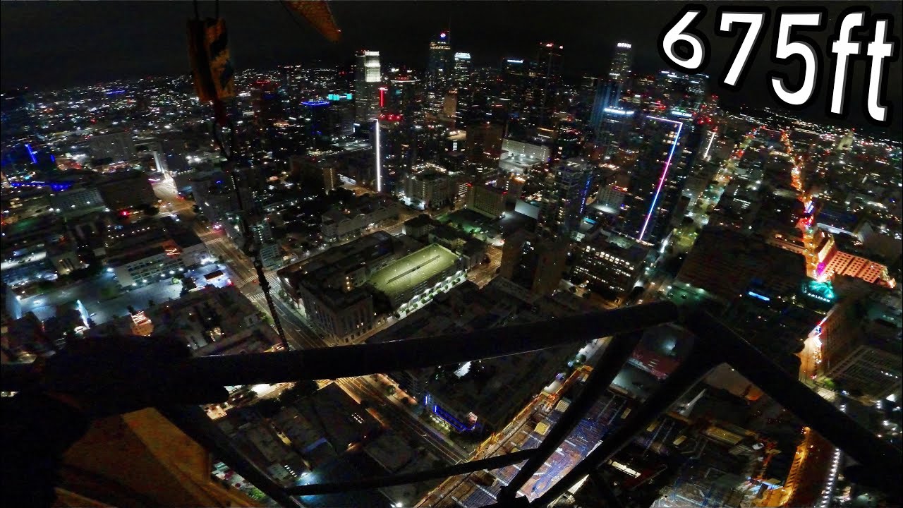 Climbing The TALLEST Crane In Downtown Los Angeles | 200m Height - YouTube
