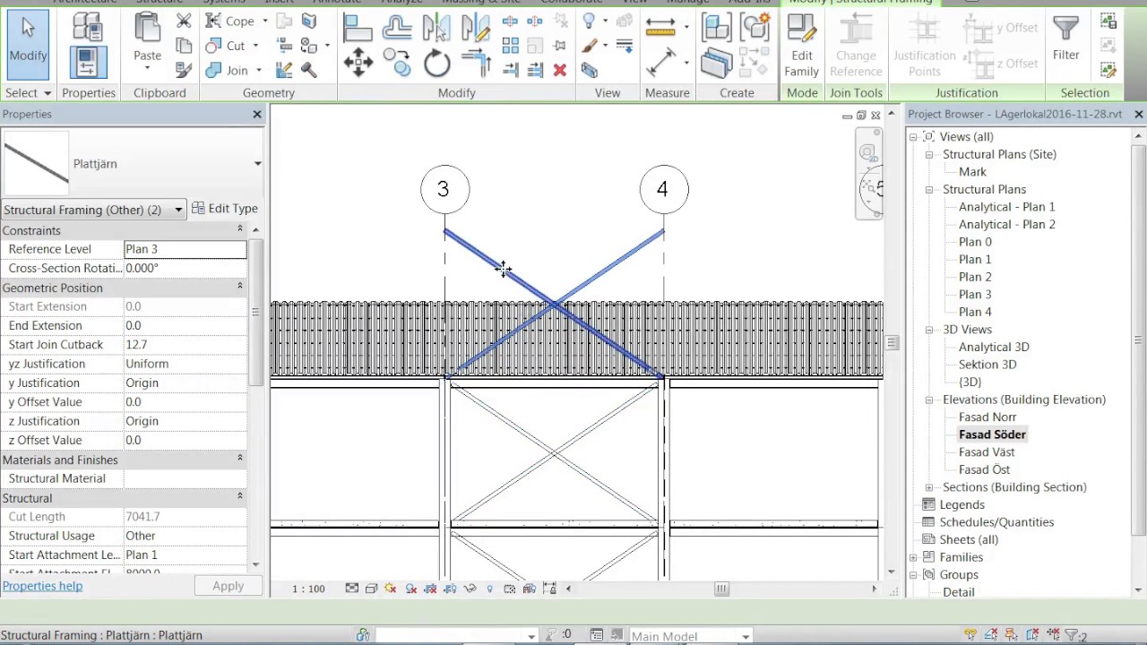 REVIT STRUCTURE LAGERLOKAL VINDKRYSS - YouTube