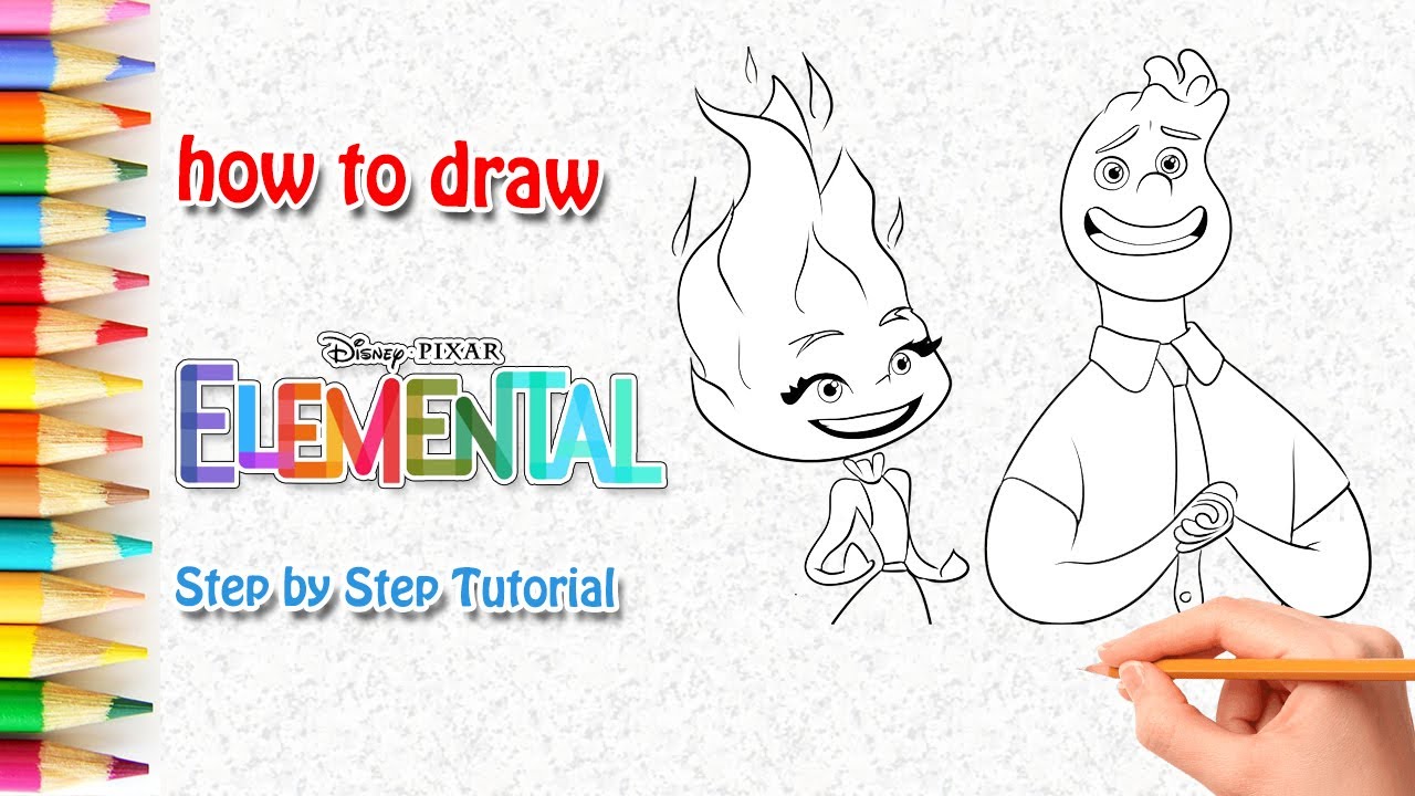 طريقة رسم Wade Ripple & Ember Lumen | Elemental خطوة بخطوة | تعليم ...
