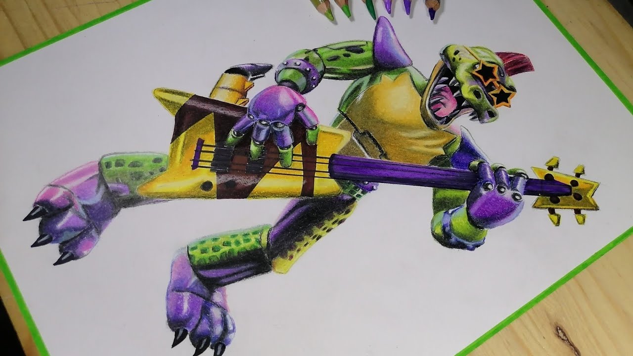 Cómo Dibujar Montgomery Gator FNAF - Security Breach Five Nights At ...