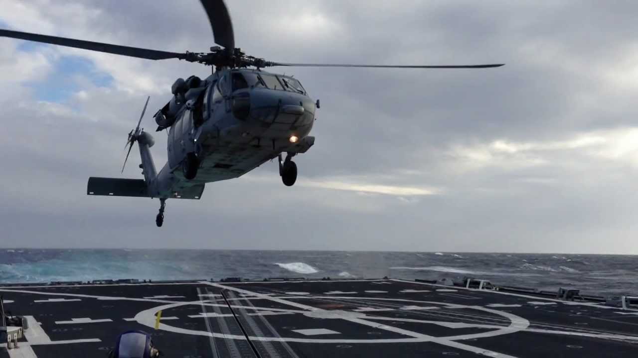 Seahawk landing on Spruanceto pick us up - YouTube