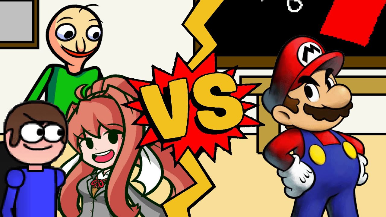 M.U.G.E.N Battles | Dave/Baldi/Monika vs Mario - YouTube