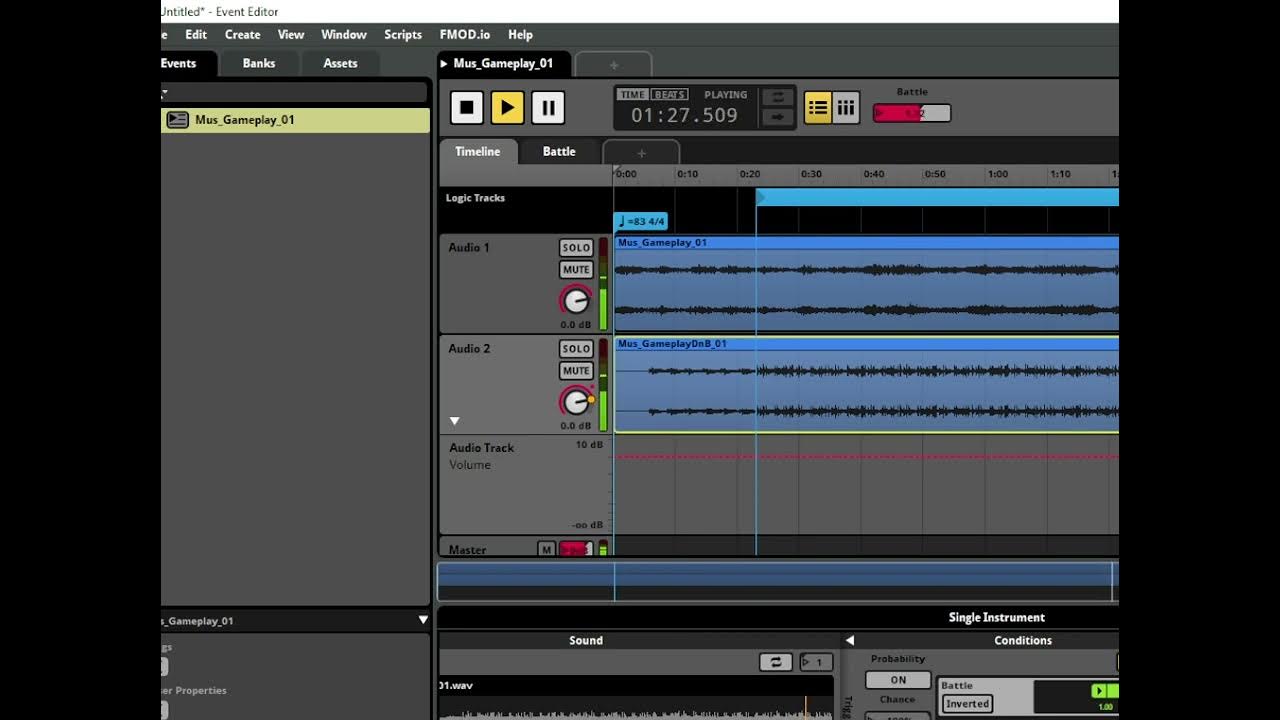 FMOD basic music transition system - YouTube