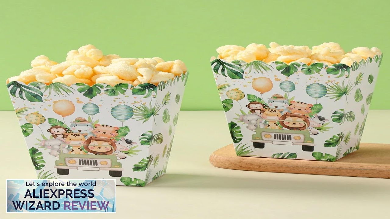 Jungle Animal Popcorn Boxes Zoo Treat Boxes Paper Jungle Theme Birthday ...