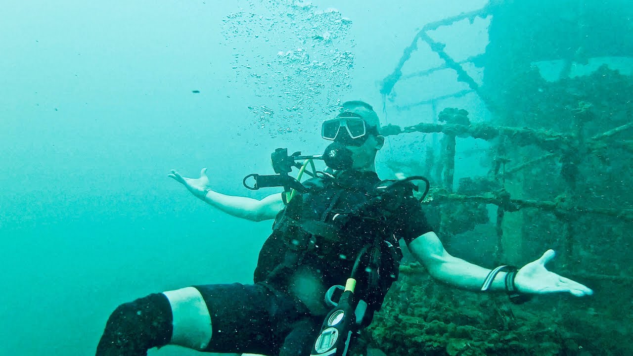 Scuba Diving a Ship Wreck in Koh Chang Thailand - HTMS Chang - YouTube