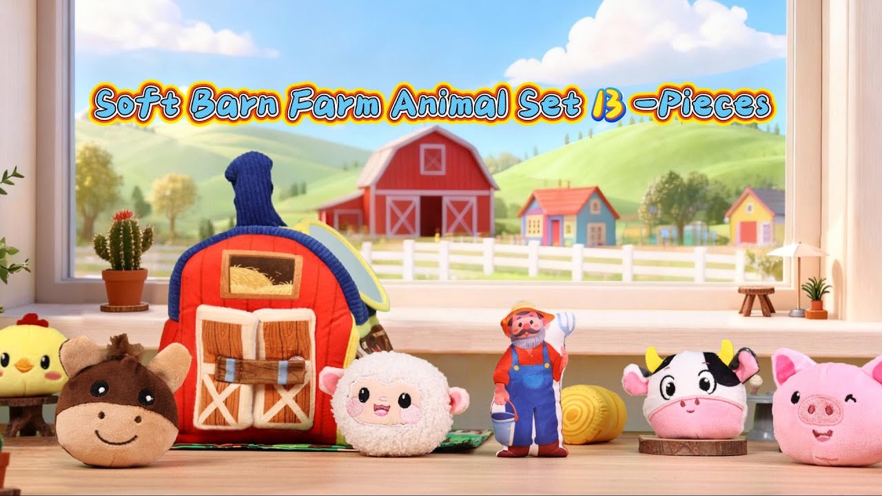 JMMICO Soft Barn Farm Animal Set | My First Big Barn Playset - YouTube