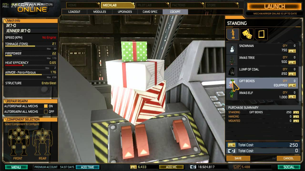Mechwarrior Online HOLIDAY COCKPIT ITEMS - YouTube