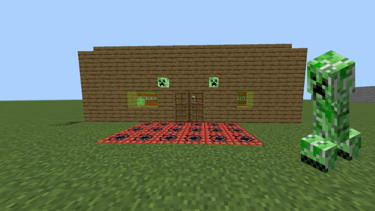 building a creeper themed house in minecraft - YouTube
