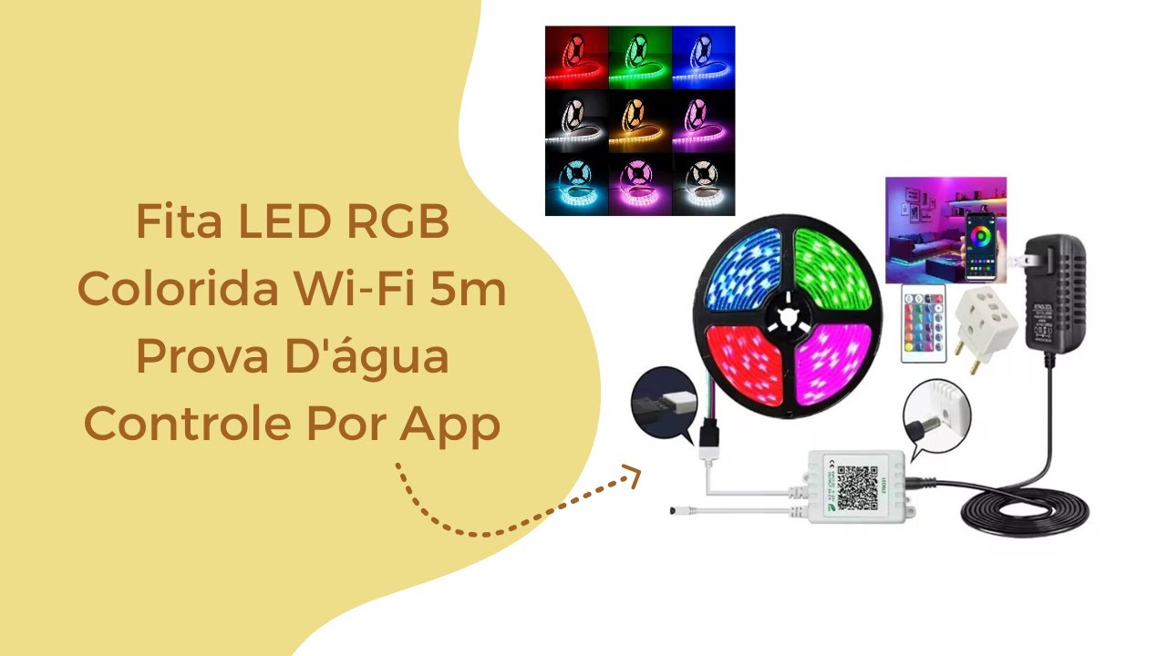 Fita LED RGB Colorida Wi-Fi 5m Prova D'água Controle Por App - YouTube