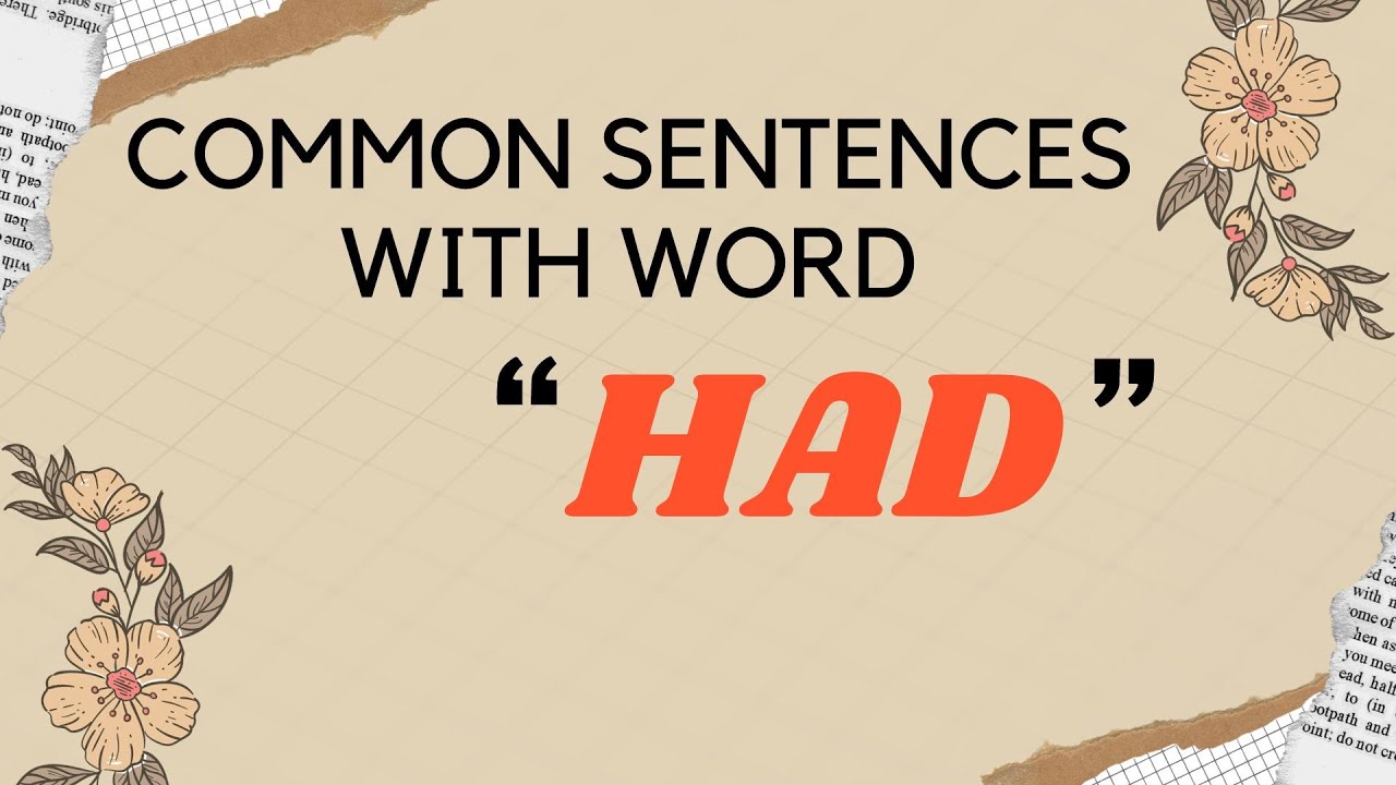 COMMON SENTENCES WITH THE WORD "HAD" - YouTube